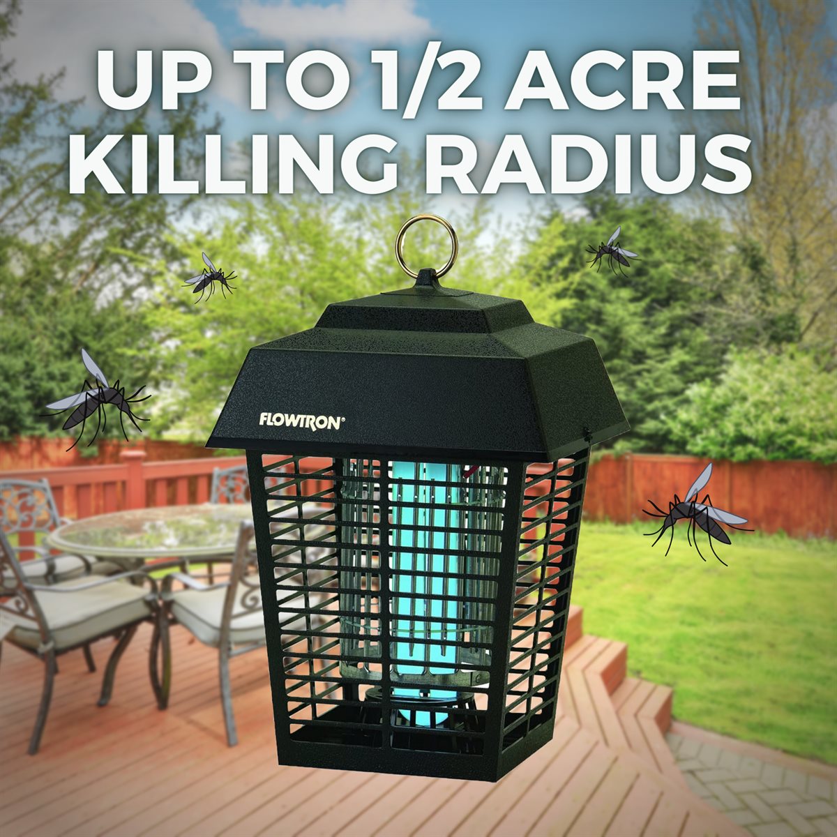 Flowtron 1 / 2 Acre Outdoor 15W Bug Zapper, Electronic Insect Killer