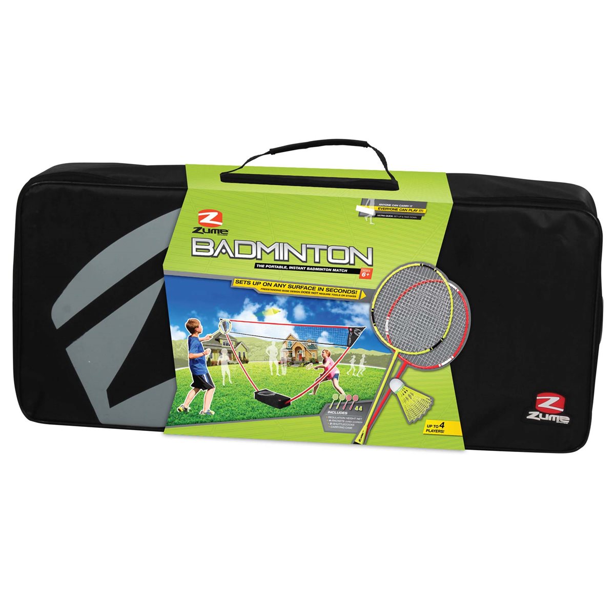 ZUME GAMES 4 Player Outdoor Backyard Portable Badminton Set with Case ...